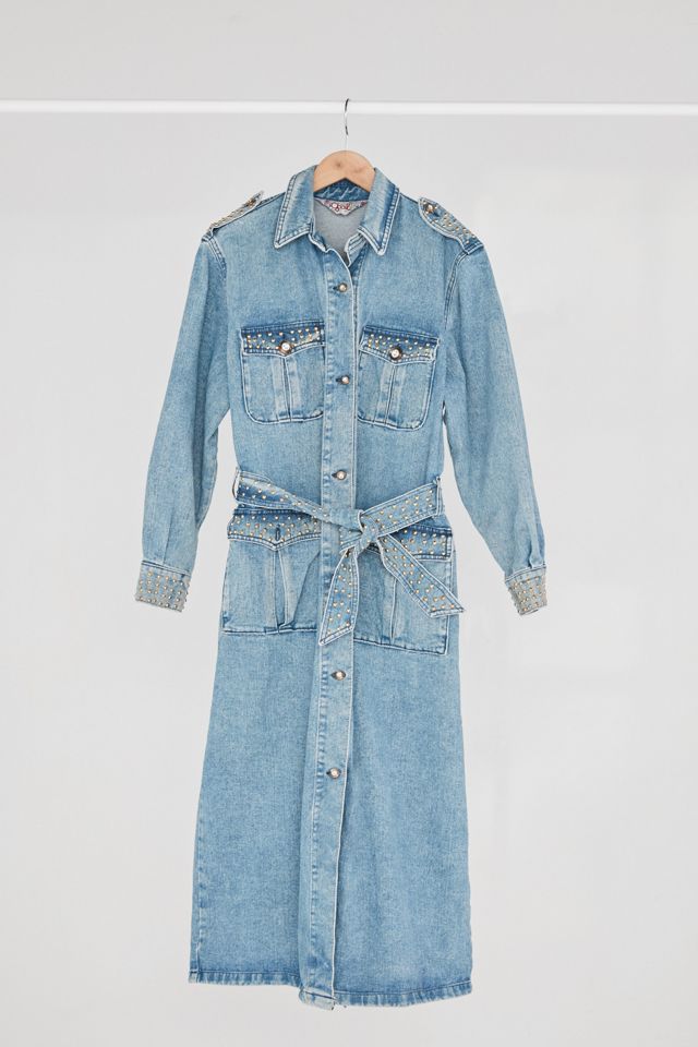 Vintage ‘90s Rhinestone Embellished Denim Duster Jacket | Urban Outfitters