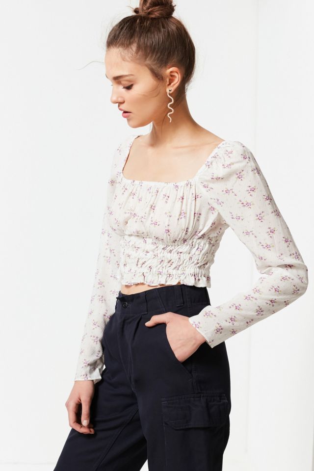 UO Bouquet Crop Smocked Top | Urban Outfitters