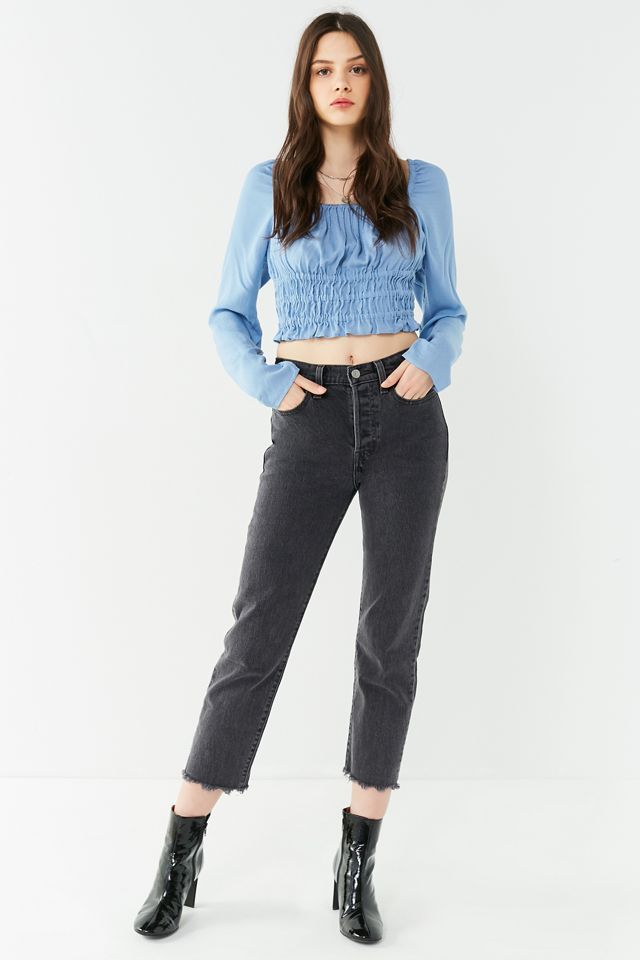 UO Bouquet Square-Neck Crop Smocked Top | Urban Outfitters