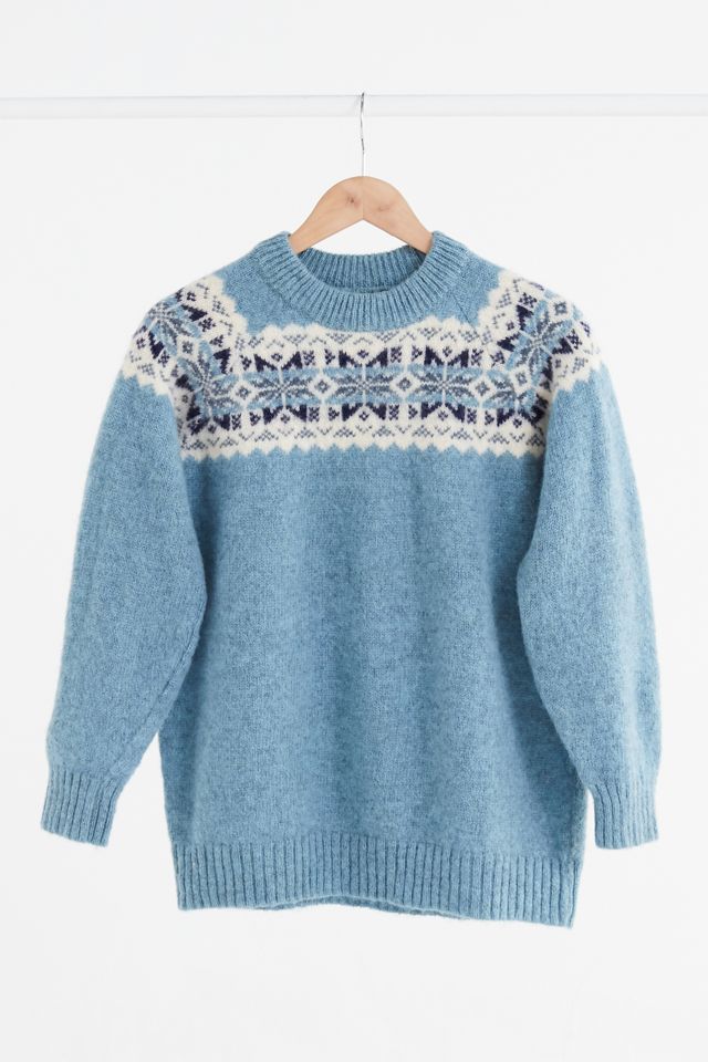 Vintage Light Blue Fair Isle Ski Sweater | Urban Outfitters