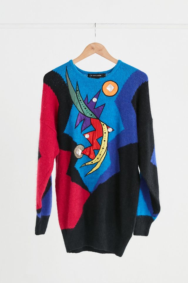 Vintage Fuzzy Geo Embellished Sweater | Urban Outfitters Canada