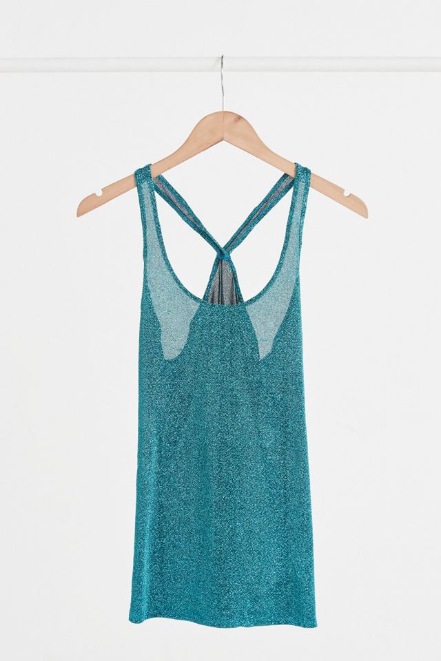 Vintage Turquoise Shimmer Tank Top | Urban Outfitters