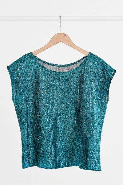 Vintage Sheer Blue Shimmer Tee | Urban Outfitters