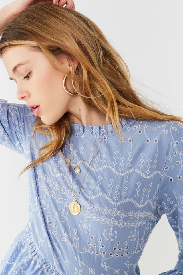 UO Embroidered Scallop Top | Urban Outfitters