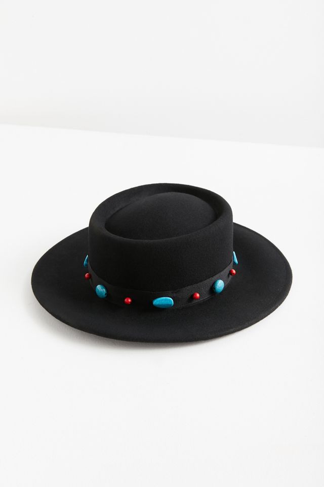 Telescope Turquoise Trim Felt Boater Hat | Urban Outfitters Canada