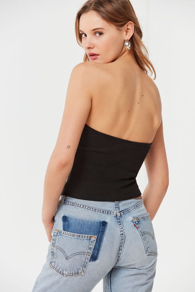 UO Lettuce-Edge Ruched Tube Top | Urban Outfitters