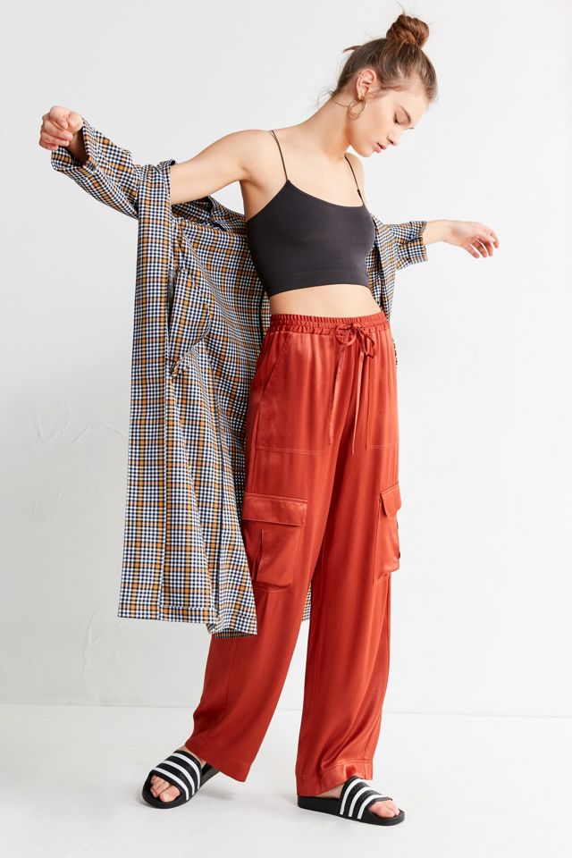 UO Satin Cargo Puddle Pant | Urban Outfitters