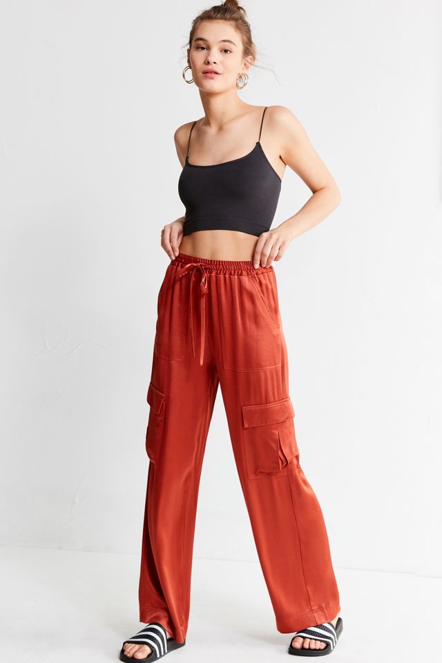 UO Satin Cargo Puddle Pant | Urban Outfitters