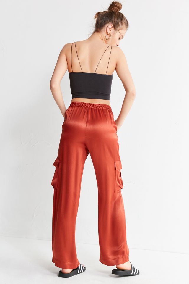 UO Satin Cargo Puddle Pant | Urban Outfitters