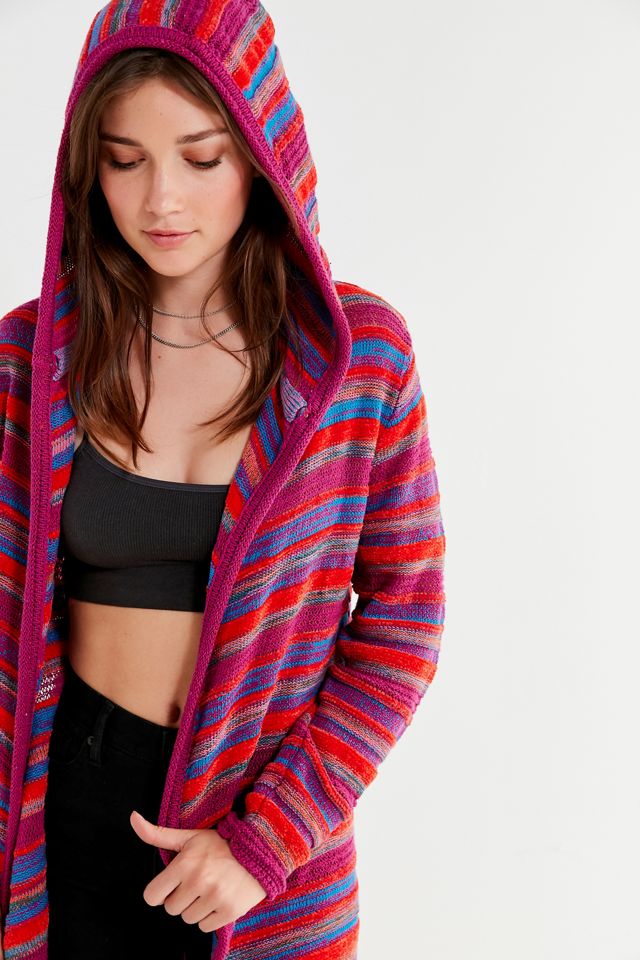 UO Mixed Yarn Striped Duster Cardigan | Urban Outfitters