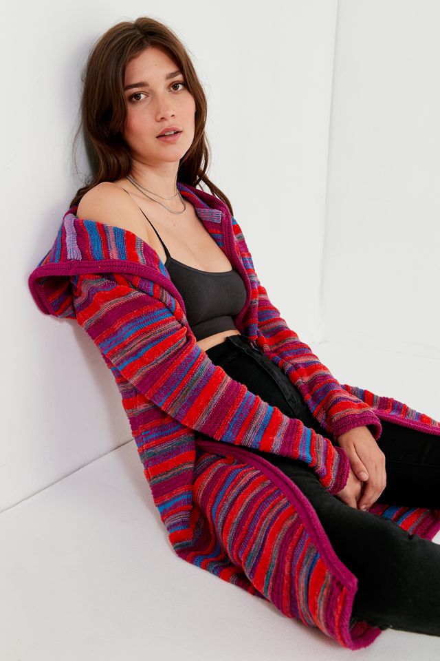UO Mixed Yarn Striped Duster Cardigan | Urban Outfitters