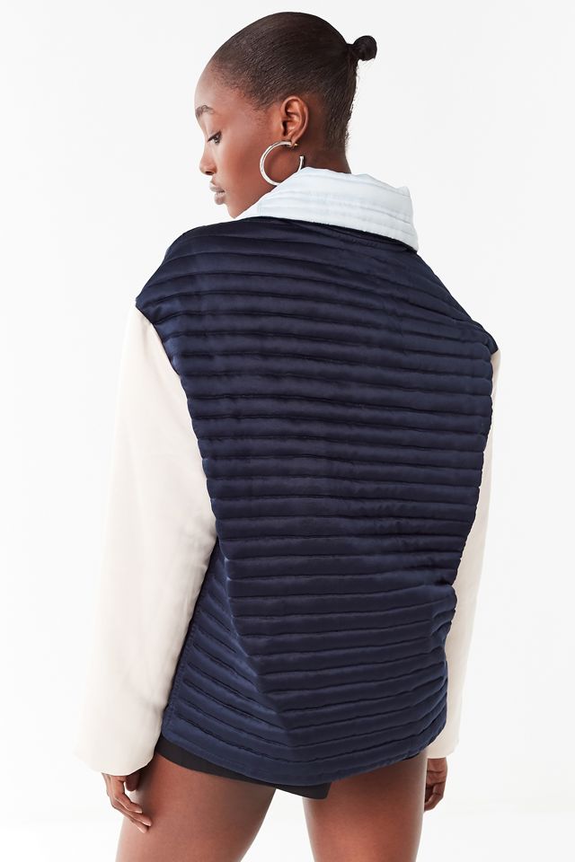 UO Quilted Satin Colorblock Jacket | Urban Outfitters