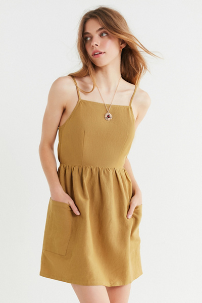 UO Linen Tie-Back Dress | Urban Outfitters