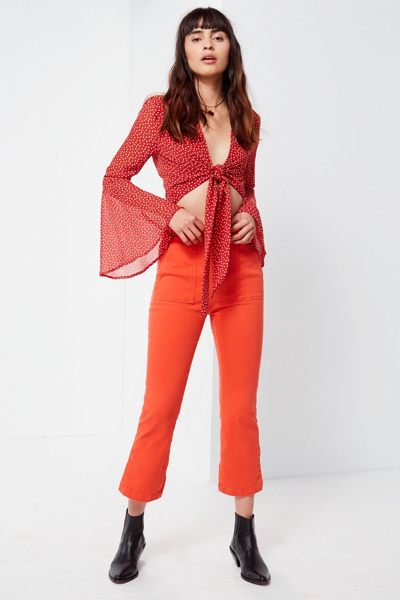 BDG Gelato Cropped Kick Flare Jean – Coral | Urban Outfitters