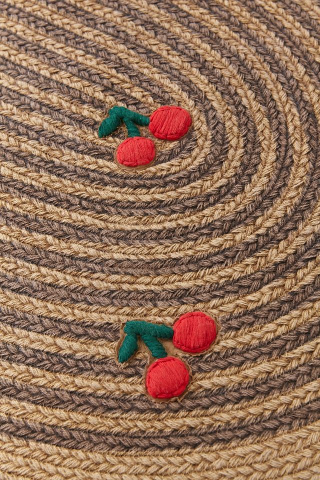 Embroidered Cherry Oval Rug | Urban Outfitters Canada