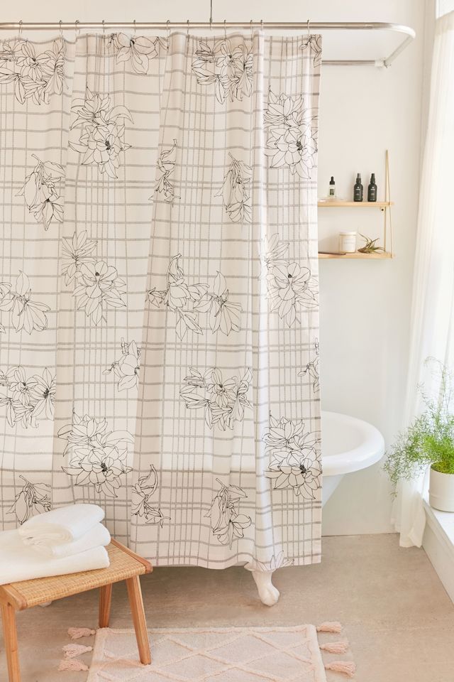 Magnolia Grid Shower Curtain | Urban Outfitters