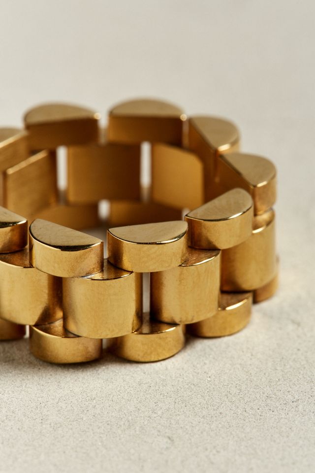King Ice 14K Gold Link Ring | Urban Outfitters