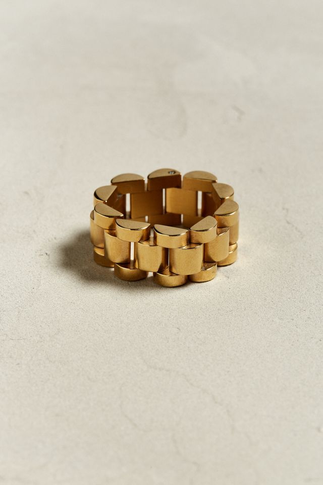 King Ice 14K Gold Link Ring | Urban Outfitters