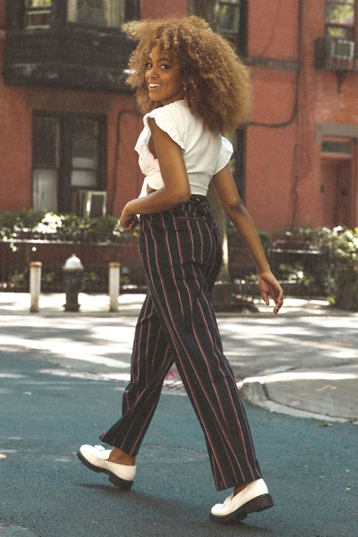 UO Cocoon Pinstripe Puddle Pant | Urban Outfitters