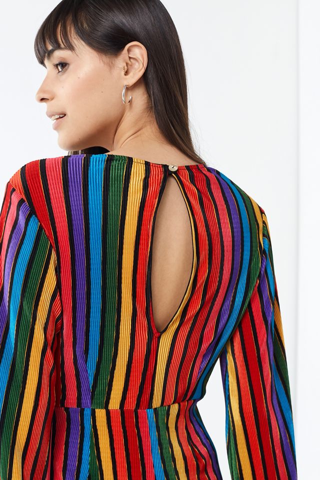 Show Me Your Mumu Caleb Rainbow Stripe Wrap Romper | Urban Outfitters