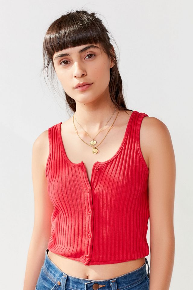 UO Button-Down Cropped Tank Top | Urban Outfitters