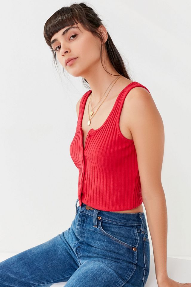 UO Button-Down Cropped Tank Top | Urban Outfitters