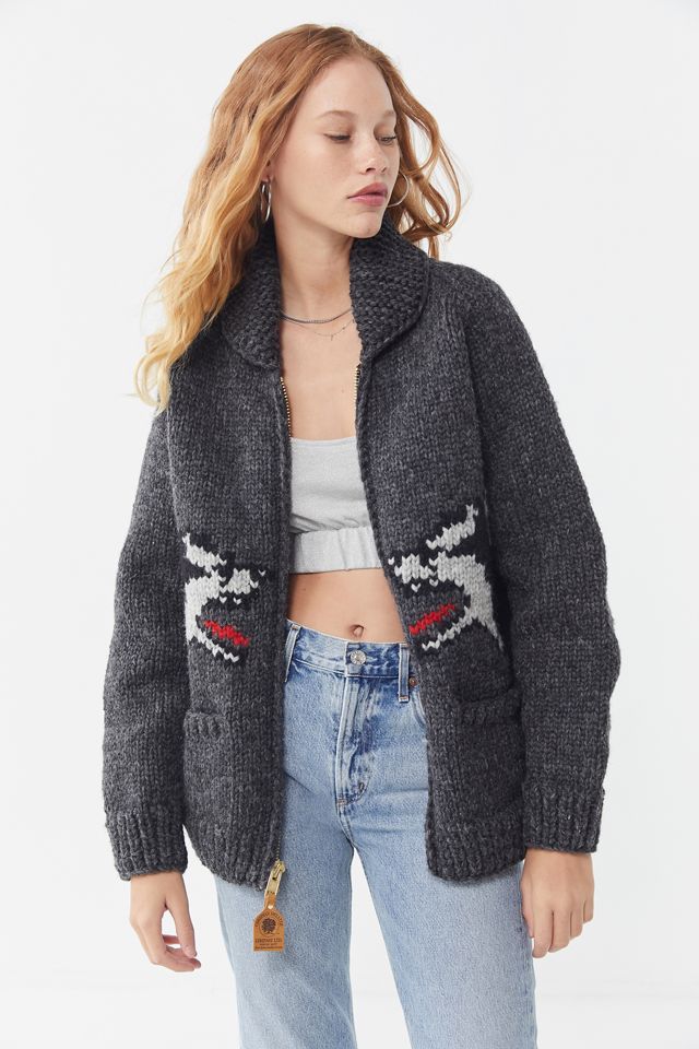 Canadian Sweater Company Wolf Knit Zip-Up Sweater | Urban Outfitters Canadian Sweater Company Wolf Knit Zip-Up Sweater | Urban Outfitters