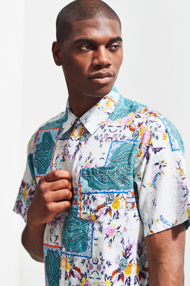 Raga Man Paisley Voile Short Sleeve Button-Down Shirt | Urban Outfitters