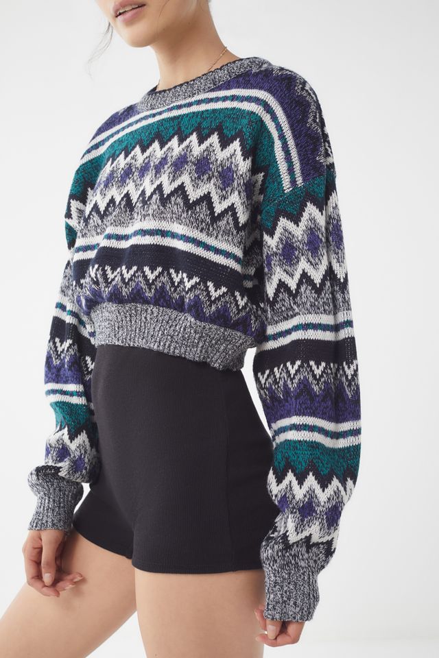 Urban Renewal Remade Patterned Cropped Sweater | Urban Outfitters
