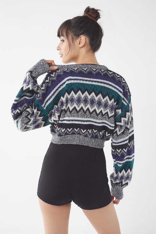 Urban Renewal Remade Patterned Cropped Sweater | Urban Outfitters