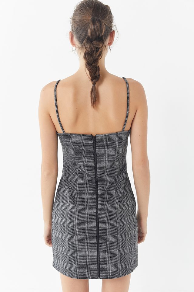 Saylor Plaid Straight-Neck Bodycon Dress | Urban Outfitters