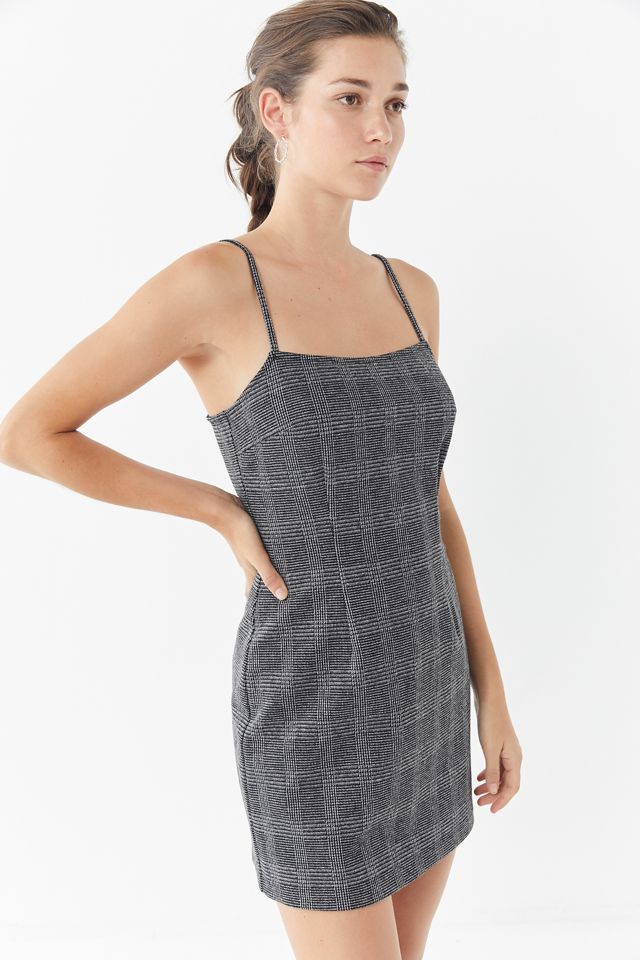 Saylor Plaid Straight-Neck Bodycon Dress | Urban Outfitters