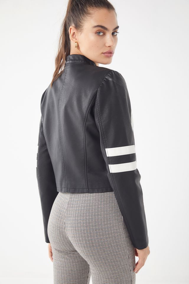UO Faux Leather Colorblock Moto Jacket | Urban Outfitters