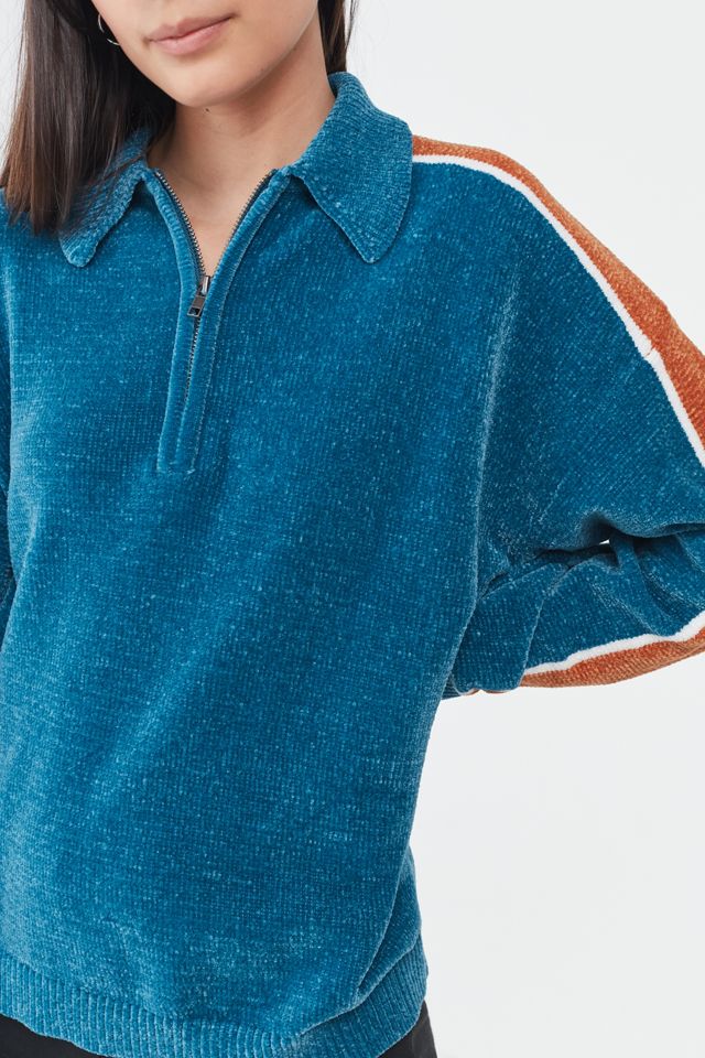 UO Juno Velour Half-Zip Sweater | Urban Outfitters