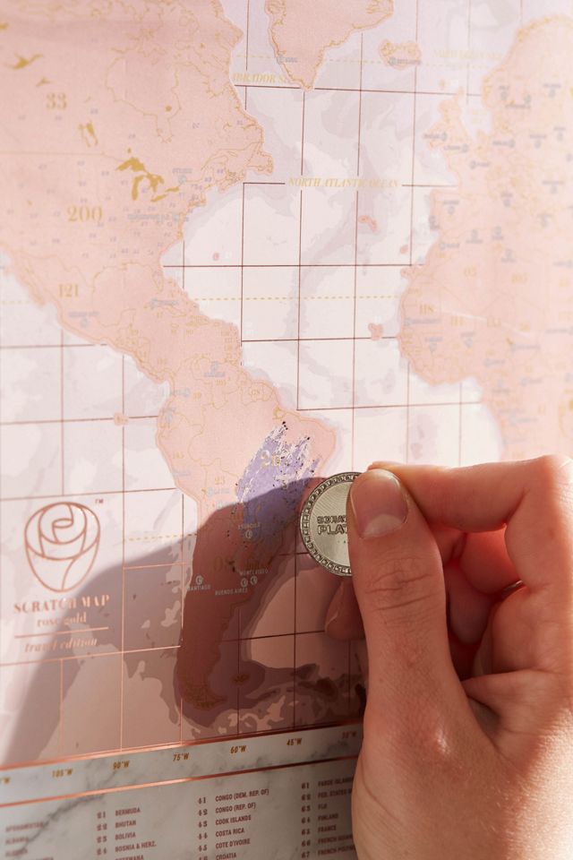 Rose Gold World Map Scratch-Off Poster | Urban Outfitters Canada