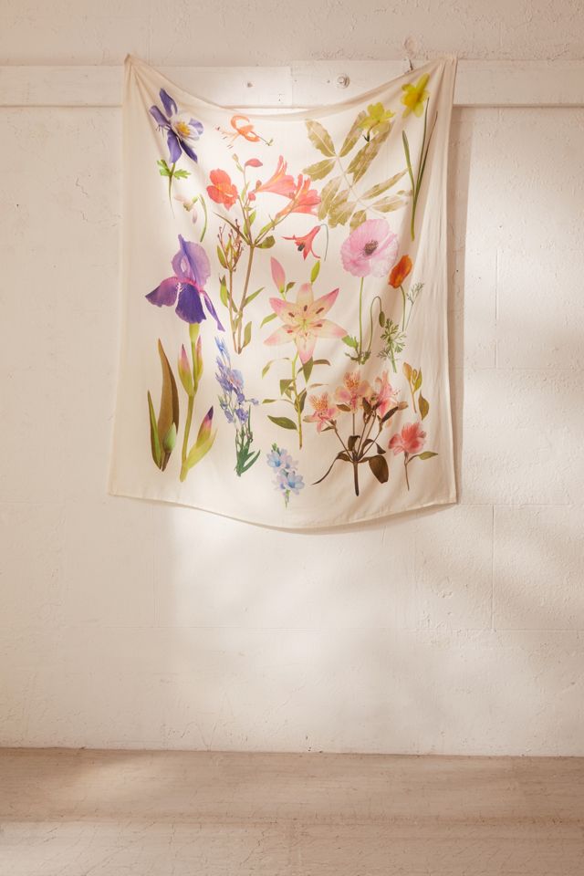 Photoreal Botanical Floral Tapestry | Urban Outfitters