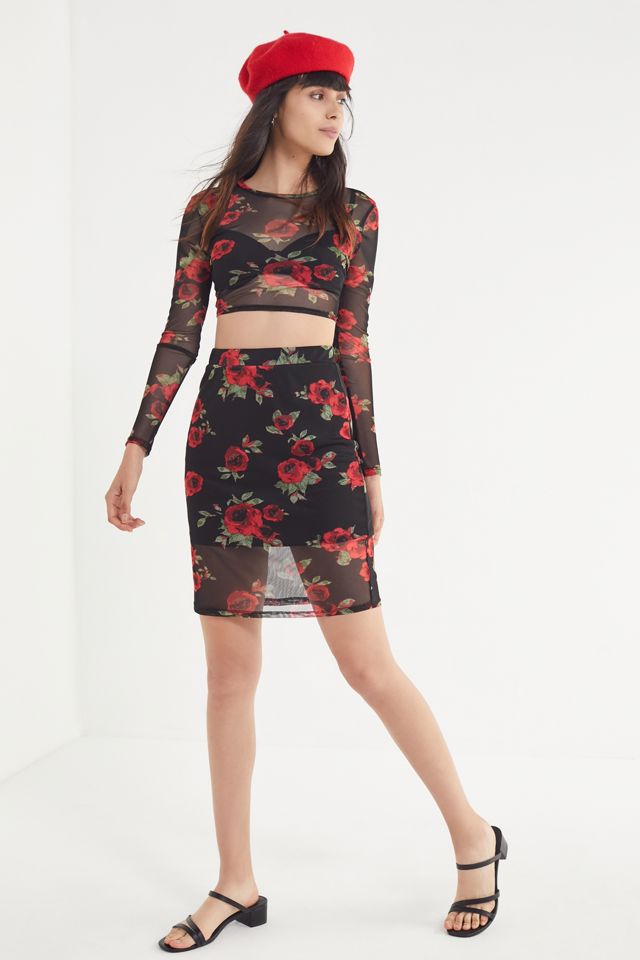 UO Floral Mesh Long Sleeve Top | Urban Outfitters