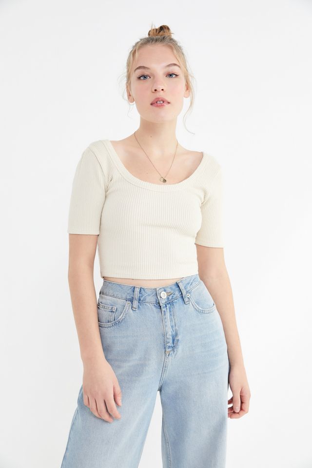 UO Ribbed Scoop-Back Cropped Top | Urban Outfitters