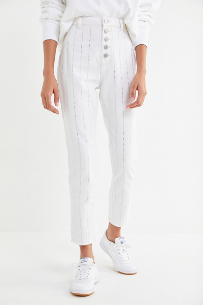 BDG High-Rise Stairway Jean – White Rhinestone | Urban Outfitters