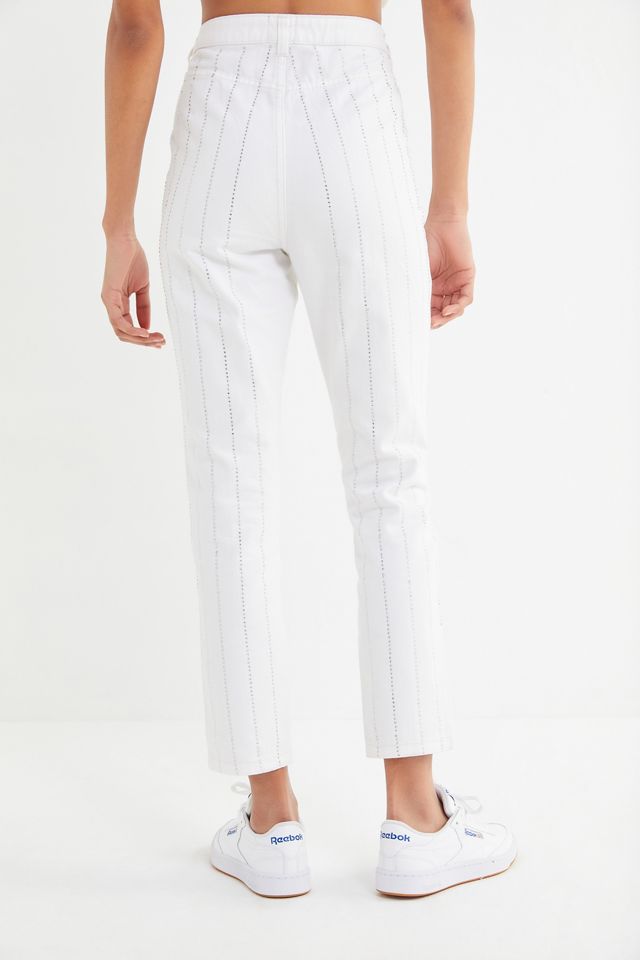 BDG High-Rise Stairway Jean – White Rhinestone | Urban Outfitters