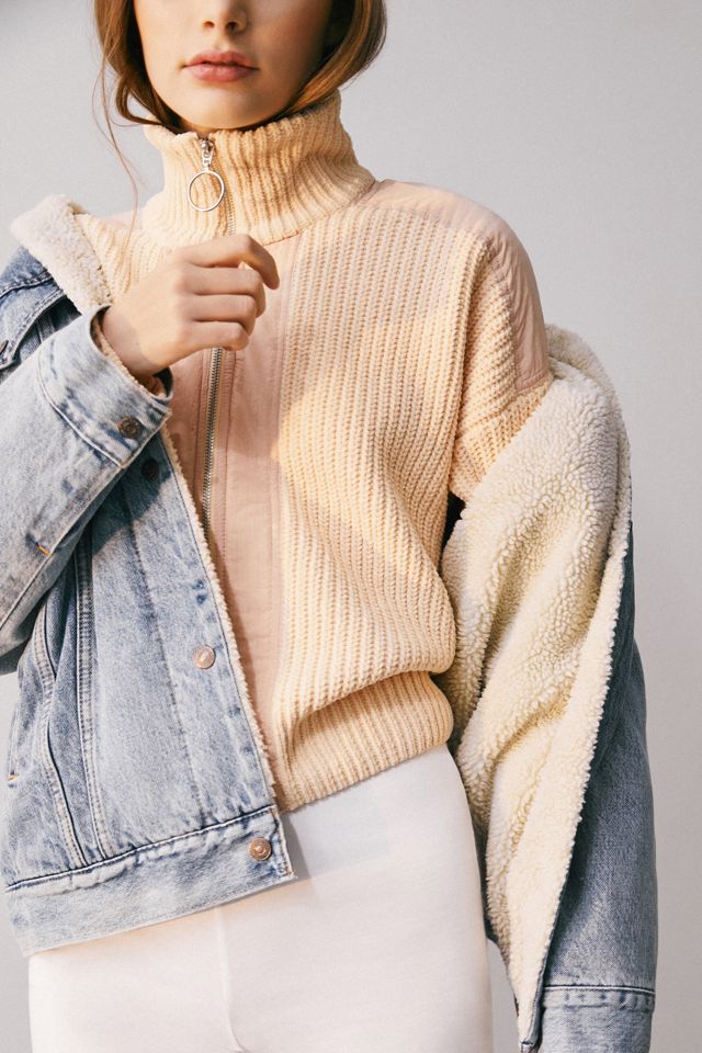 UO Charlene Knit Zip-Up Turtleneck Sweater | Urban Outfitters Canada