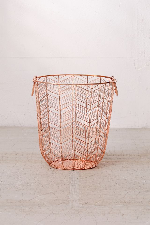 Chevron Rose Gold Metal Basket | Urban Outfitters