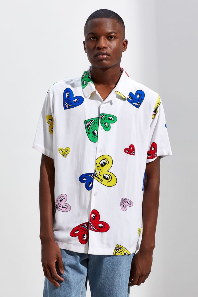 Keith Haring Camp Collar Short Sleeve Button-Down Shirt | Urban Outfitters