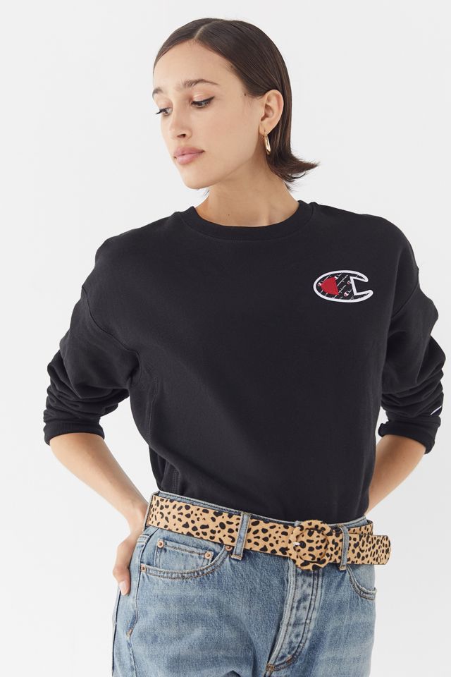 Champion Logo Patch Crew-Neck Sweatshirt | Urban Outfitters