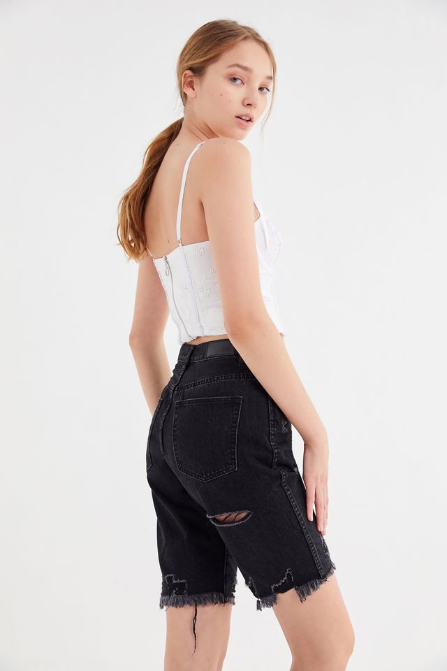 ZGY DENIM Sky High Destroyed Denim Bermuda Short - Black Jack | Urban ...