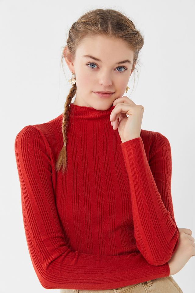 UO Drew Cable Knit Mock-Neck Sweater | Urban Outfitters
