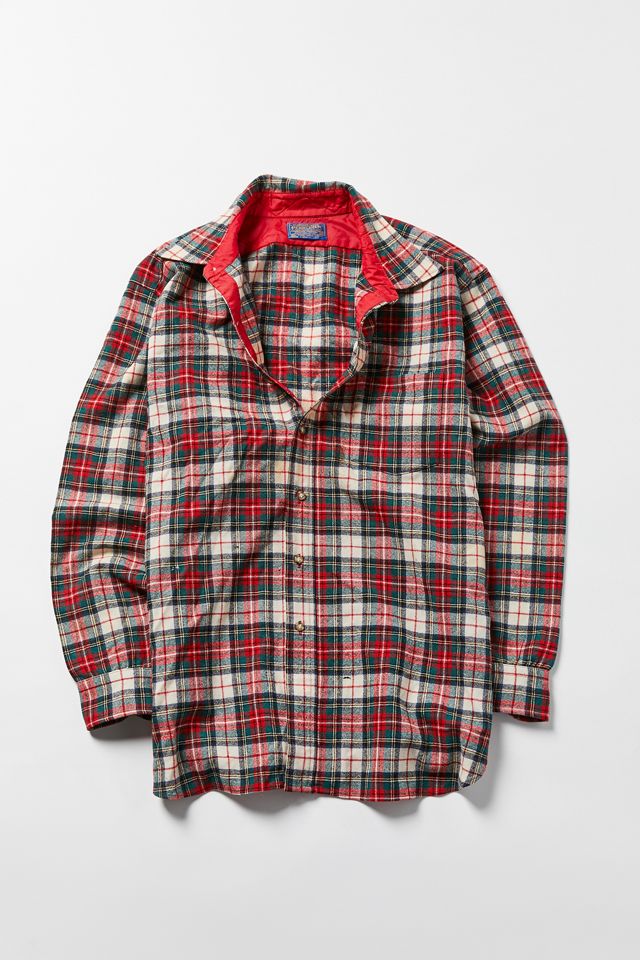 Vintage Pendleton Red Plaid Flannel Button-Front Shirt | Urban Outfitters