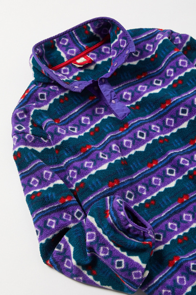 Vintage L.L. Bean Purple Geo Fleece Pullover Jacket | Urban Outfitters