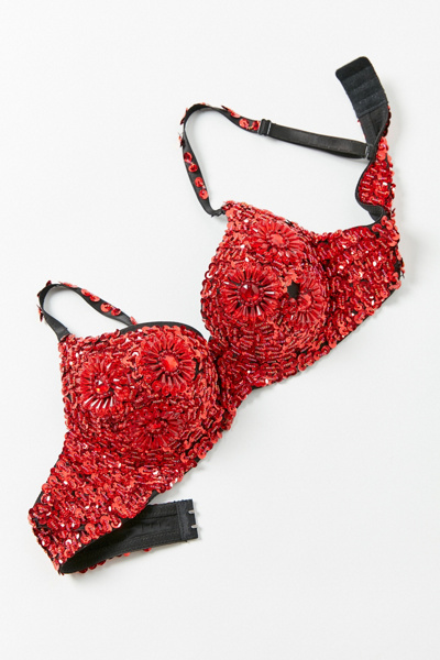 Vintage Red Sequin Bra | Urban Outfitters
