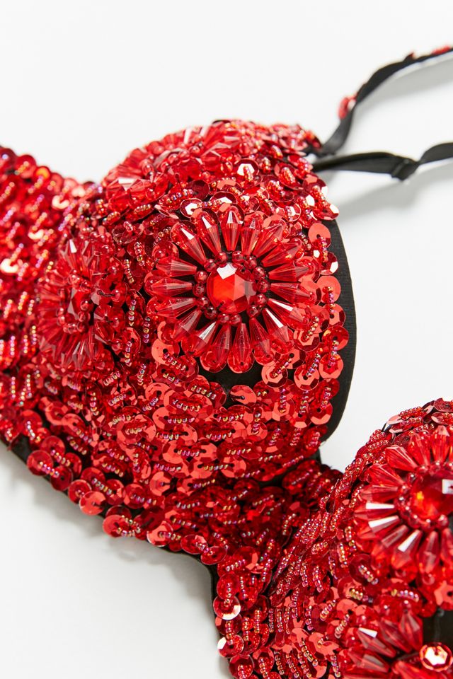 Vintage Red Sequin Bra | Urban Outfitters Canada